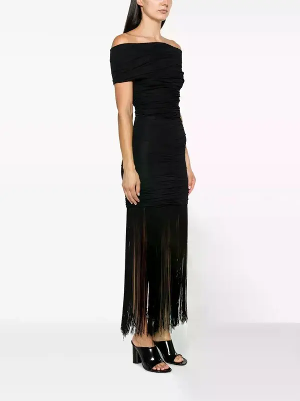 Khaite The Jacinta Fringed Dress - Black