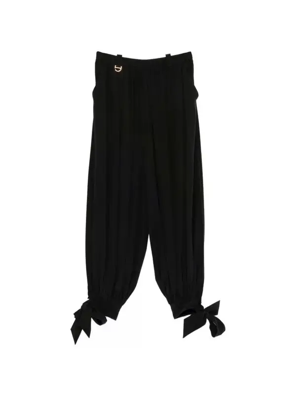 Chloé Pleated Silk Crêpe De Chine Trousers With Tie Detail - Black