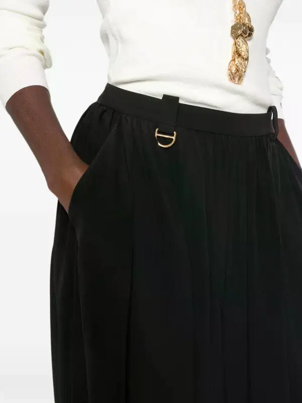 Chloé Pleated Silk Crêpe De Chine Trousers With Tie Detail - Black