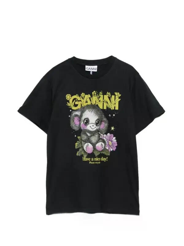 GANNI Have A Nice Day" Graphic T-shirt - Black