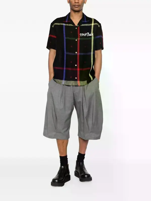 KHOKI Plaid Text Shirt - Black