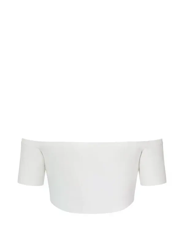 Elisabetta Franchi Off-the-shoulder Cropped Top With Gold-tone Buttons - White