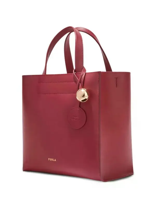 Furla Divide Top Handle Leather Tote Bag - Red
