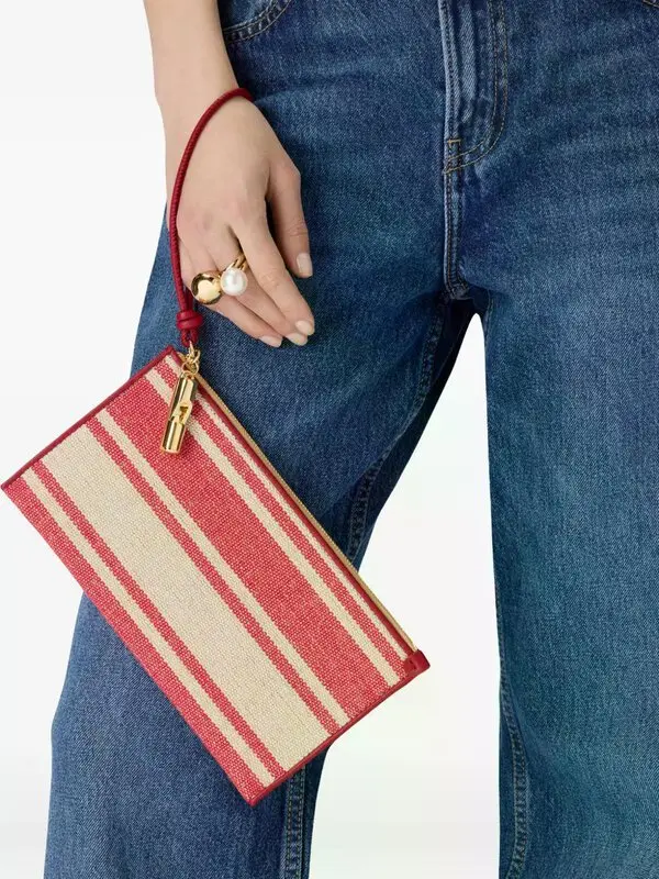 Furla Striped Envelope Clutch Bag - Red