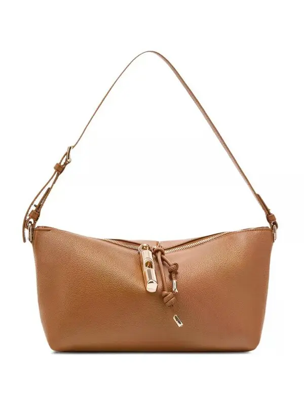 Furla Debby Zip Leather Shoulder Bag - Brown