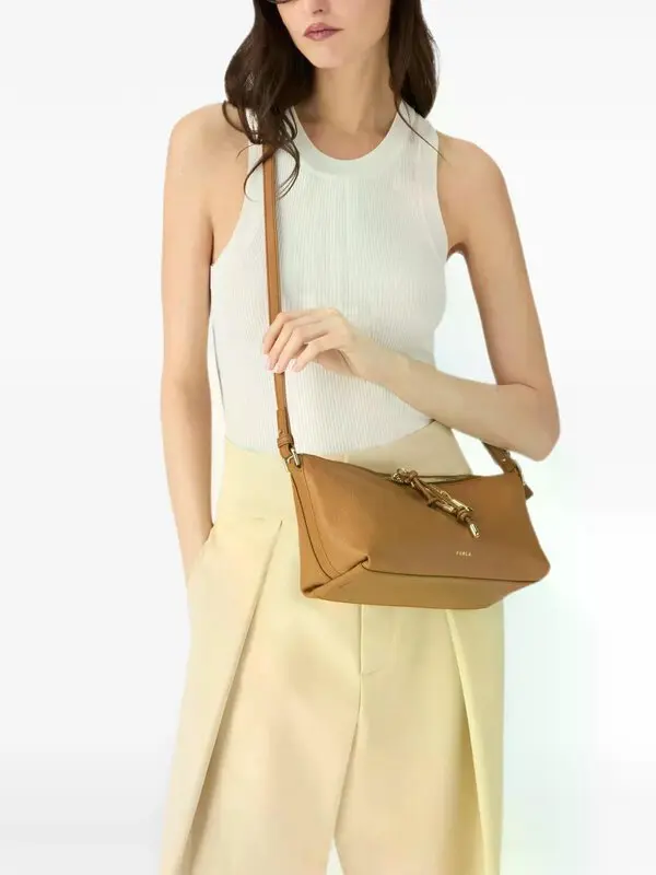 Furla Debby Zip Leather Shoulder Bag - Brown