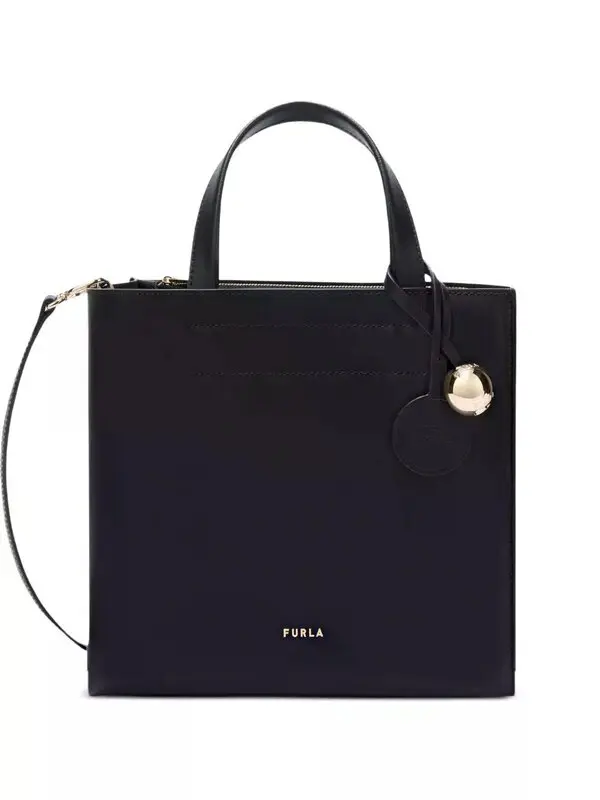 Furla Divide It Zip Leather Tote Bag - Black