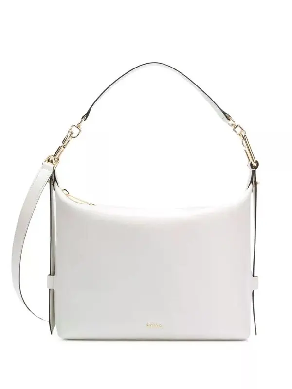 Furla Tonie Textured Leather Shoulder Bag - White
