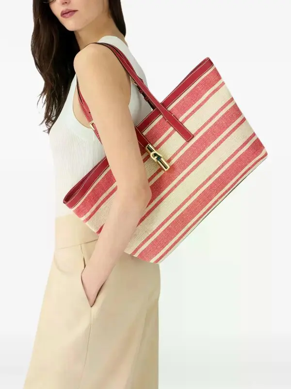 Furla Large Debby Striped Canvas Tote Bag