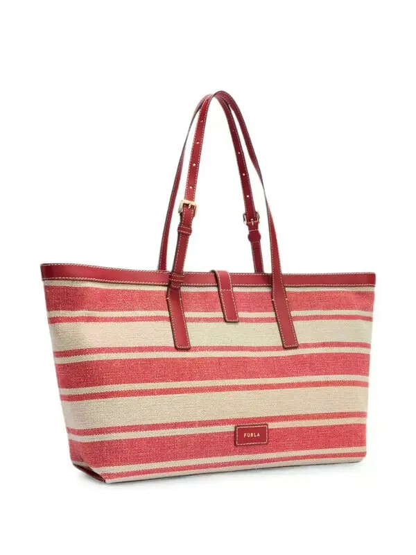 Furla Large Debby Striped Canvas Tote Bag