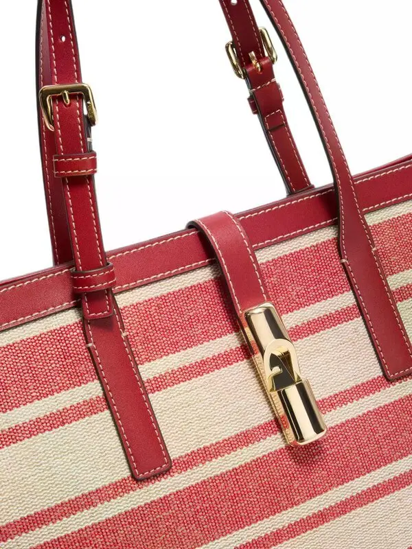 Furla Large Debby Striped Canvas Tote Bag