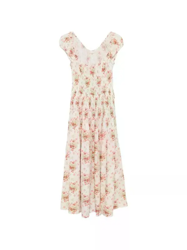 DÔEN Quinetta Flower-print Midi Dress - Neutrals