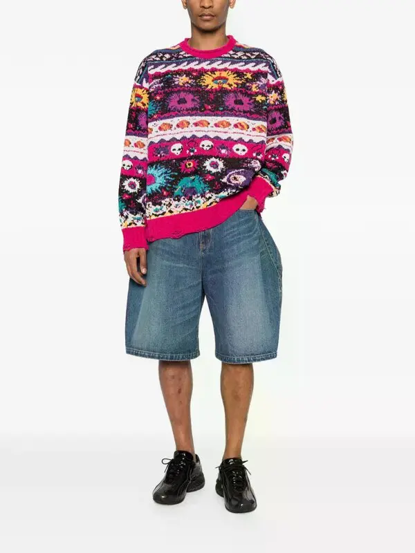 R13 Floral Distressed Knit Sweater