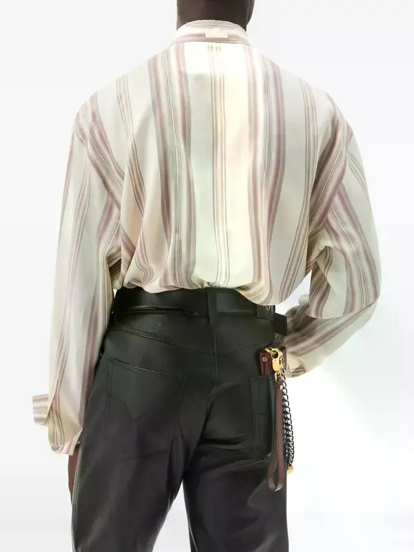 Versace Striped Silk Loose Shirt - Neutrals