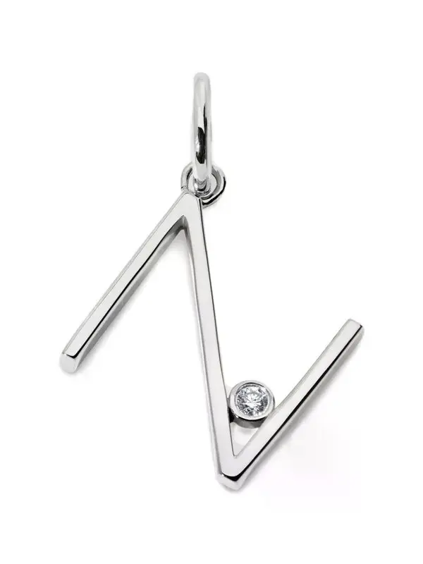 Monica Vinader Tone Diamond Solitaire Initial Pendant - Silver