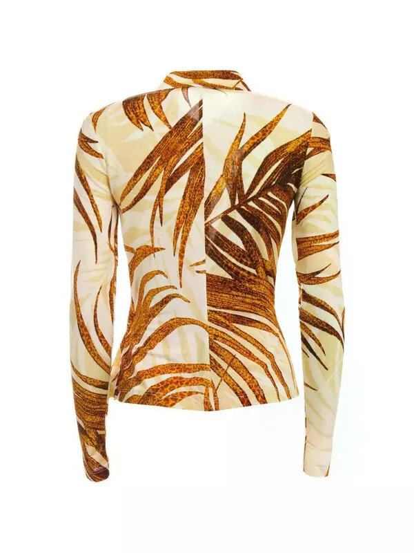 Just Cavalli Long Sleeve Shirt With Palm Leaf Print