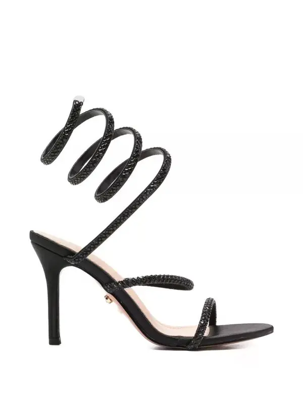 TWENTY FOURHAITCH Zeja Embellished Spiral-bound Stiletto Sandals - Black