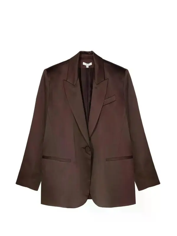THE SEI Oversized Silk Blazer - Brown