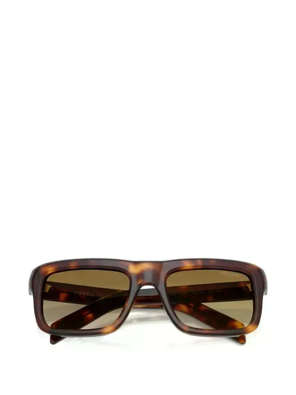 Prada Tortoiseshell-effect Rectangle-frame Sunglasses - Brown