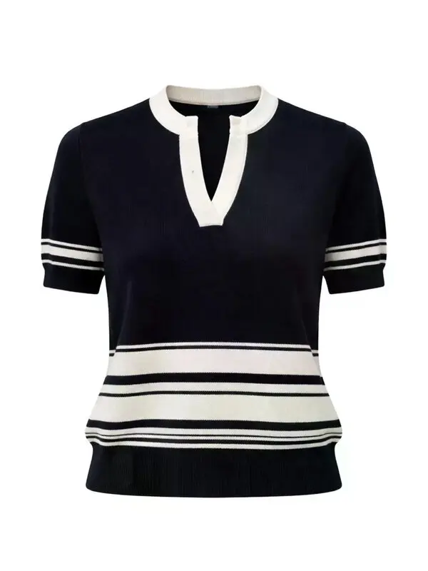 N°21 Striped V-neck Short-sleeve Sweater