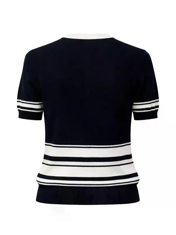 N°21 Striped V-neck Short-sleeve Sweater