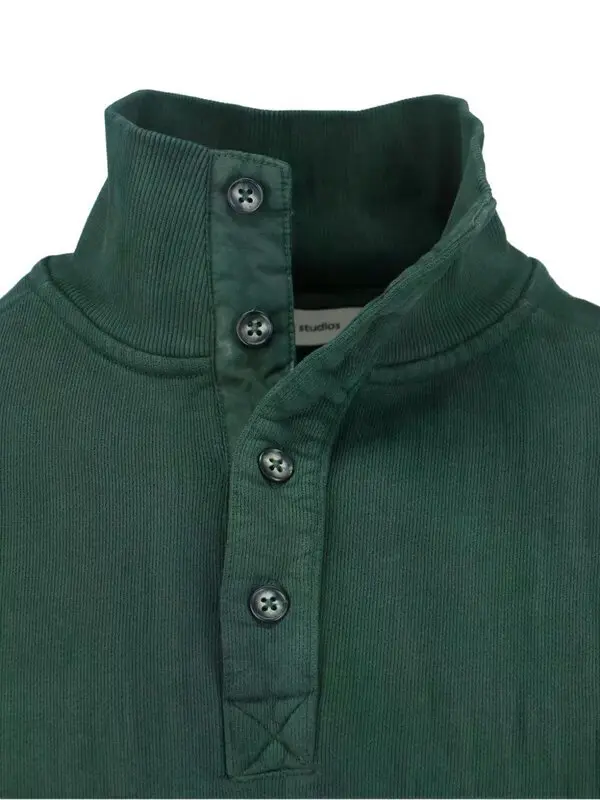 ENTIRE STUDIOS Enitre Studios High Neck Button Placket Sweatshirt - Green