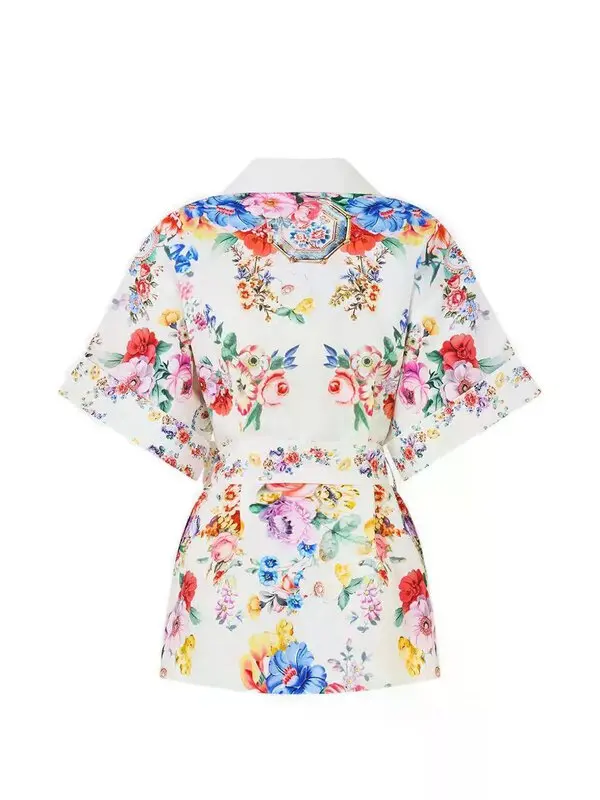 Camilla I Left My Heart In Granada Double-breasted Floral Jacket - White