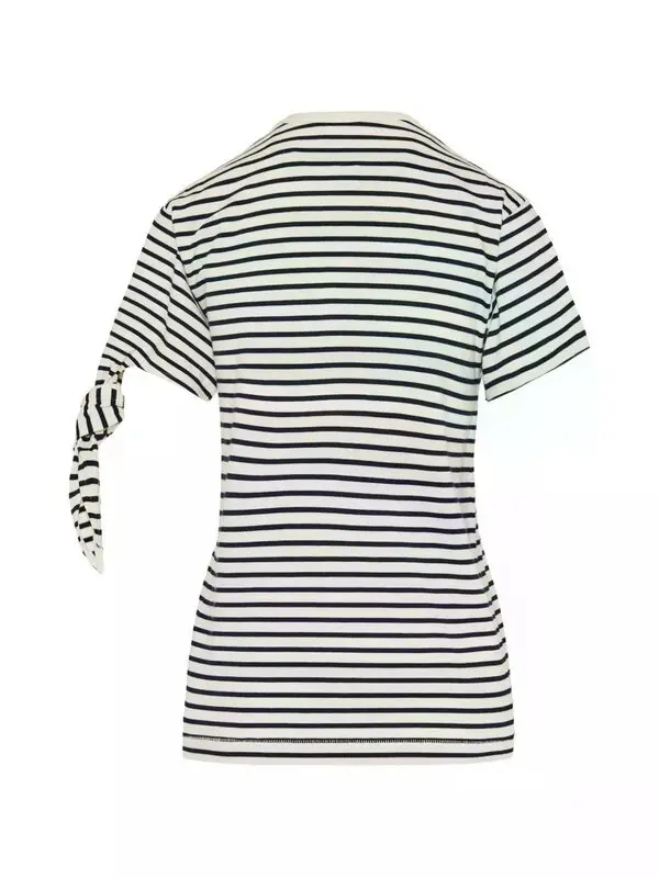JW Anderson Striped Tie-sleeve T-shirt - Neutrals