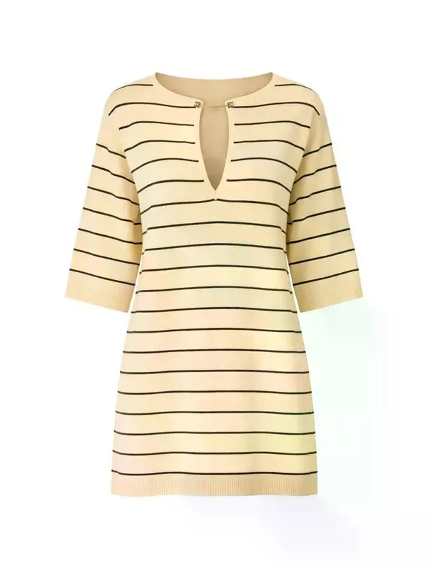 Elisabetta Franchi Striped Chain Mini Dress - Neutrals