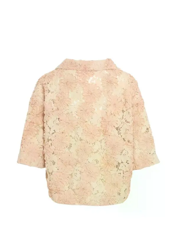 N°21 Lace Floral Polo Top - Neutrals