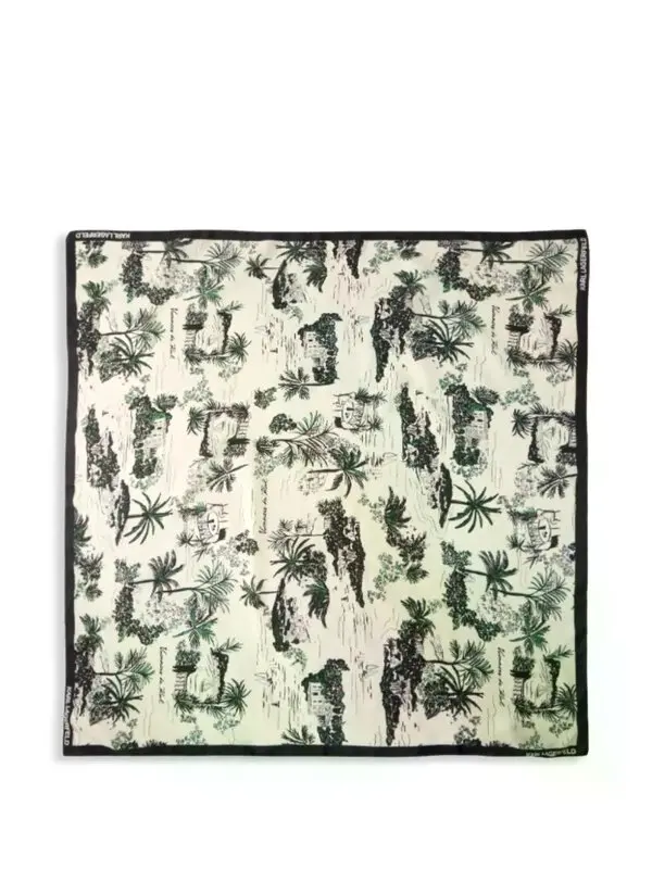 Karl Lagerfeld Graphic Print Border Scarf - Neutrals