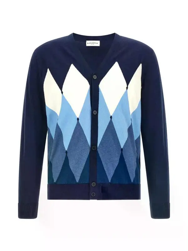 BALLANTYNE V-neck Cardigan With Argyle Jacquard