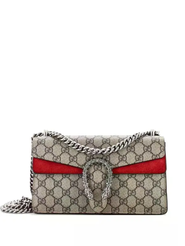 Gucci Dionysus Gg Coated Canvas Shoulder Bag With Crystal Embellishments - Brown