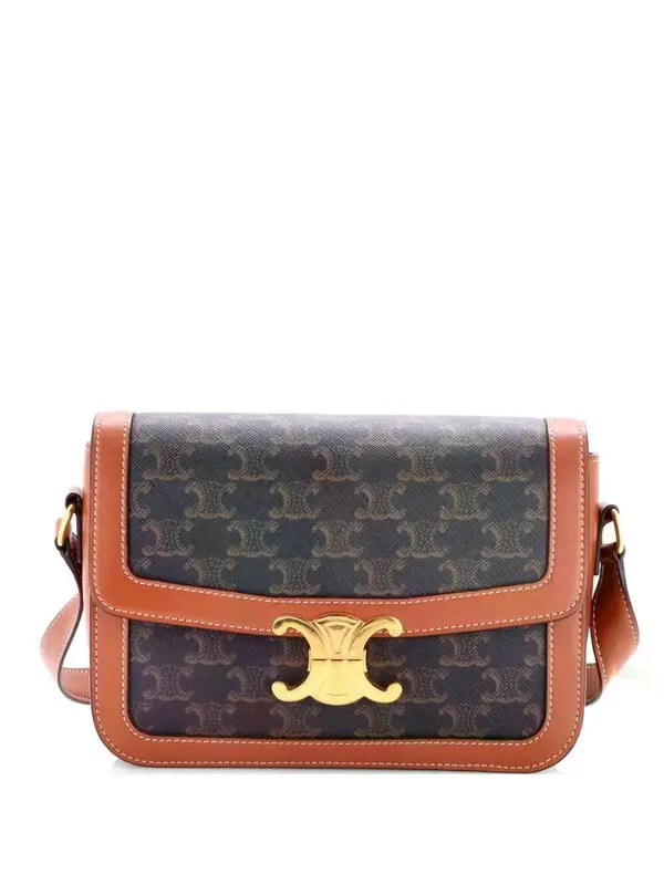 Celine Triomphe Coated Canvas Medium Shoulder Bag - Brown