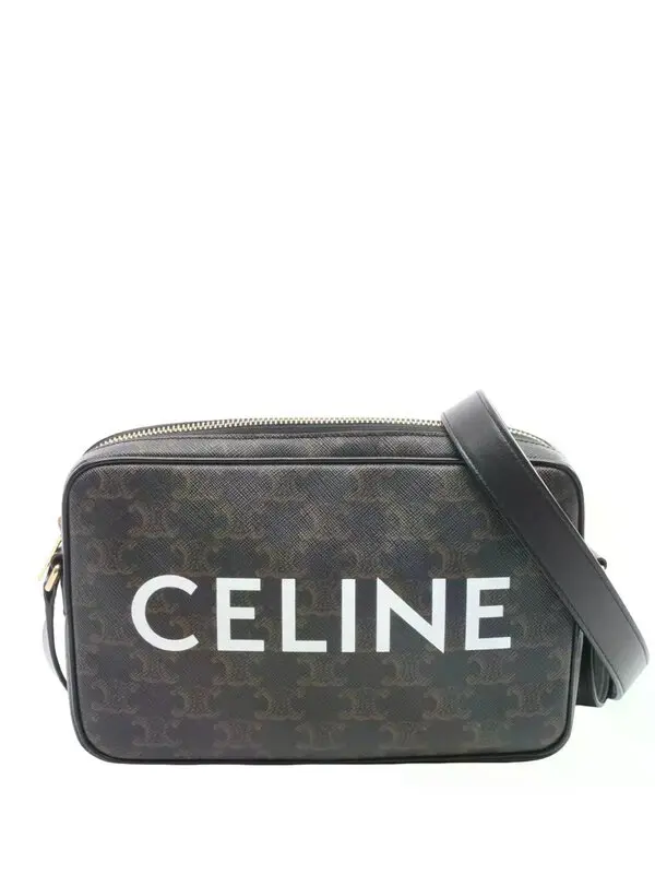 Celine Triomphe Coated Canvas Crossbody Bag - Black