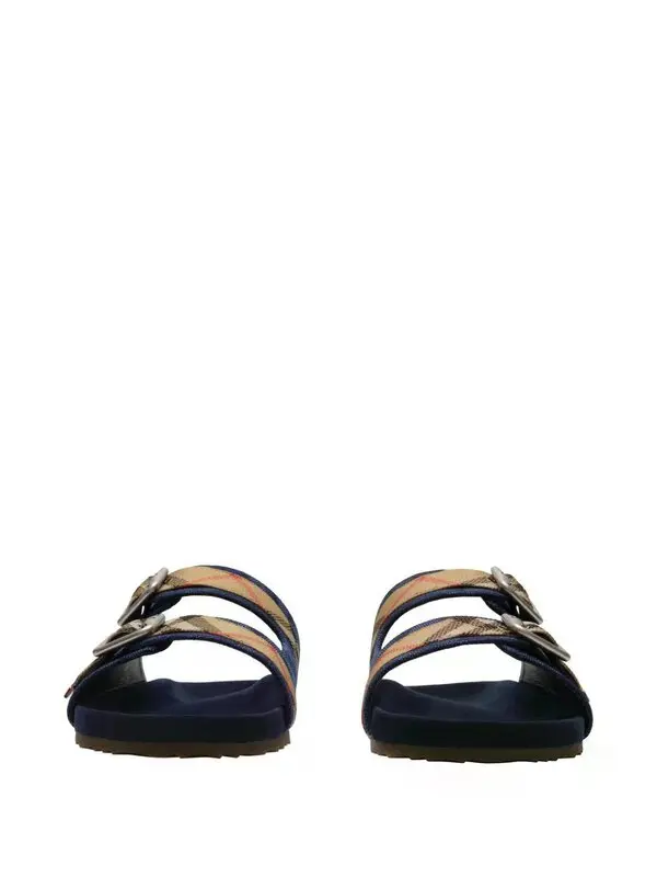 Burberry Urchin Denim Sandals With Check Straps - Blue