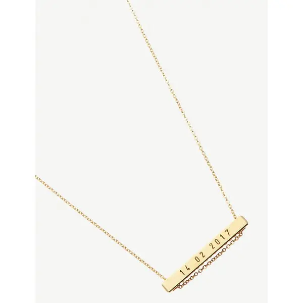 LITTLESMITH Personalised Gold-plated Bar Necklace