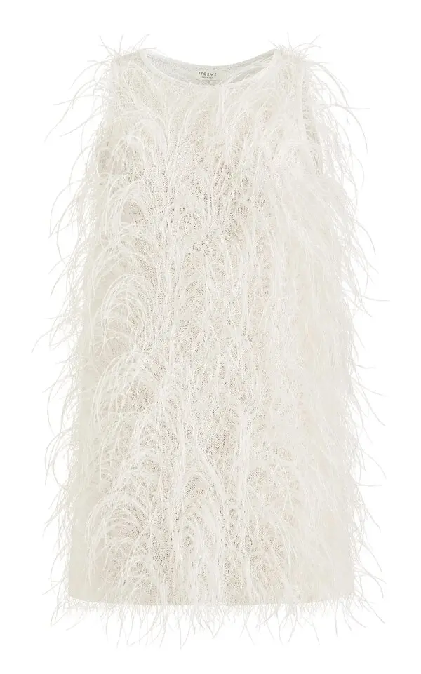 FFORME Salomi Feather-embellished Mini Dress - White