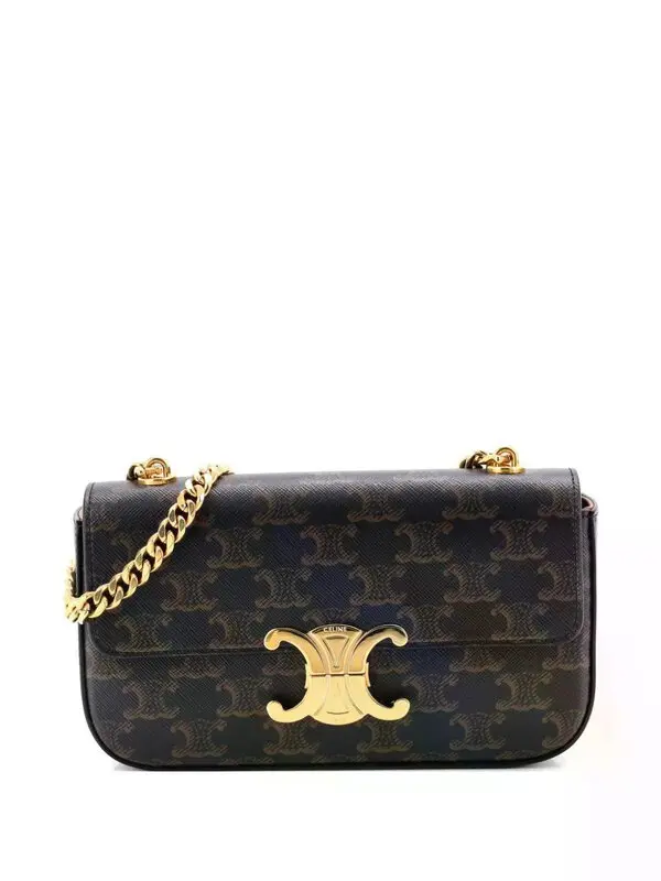 Celine Triomphe Chain Triomphe Coated Canvas Small Shoulder Bag