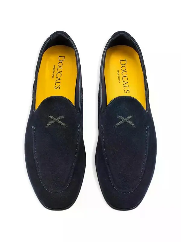 DOUCAL'S Braided-lacing Suede Loafers - Blue