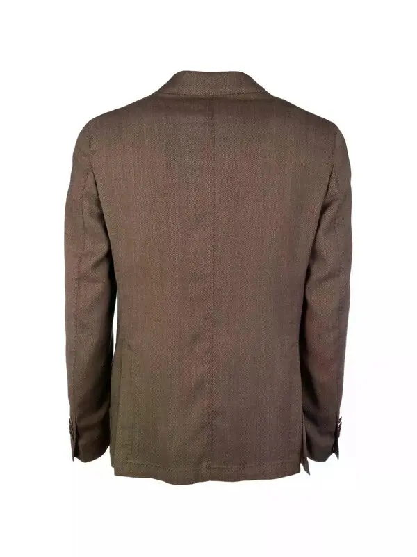 L.B.M. 1911 Double-breasted Herringbone Jacket - Brown