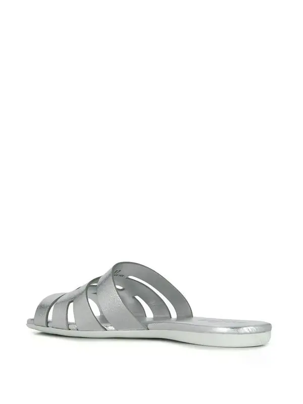 Hogan Flat Metallic Sandals - Silver