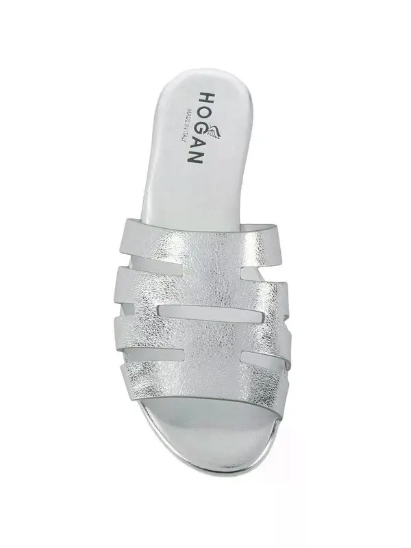 Hogan Flat Metallic Sandals - Silver