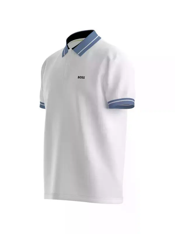 BOSS Stripe-trim Polo Shirt In Stretch Cotton