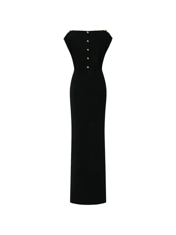 Elisabetta Franchi Sleeveless Maxi Dress With Button Detail - Black