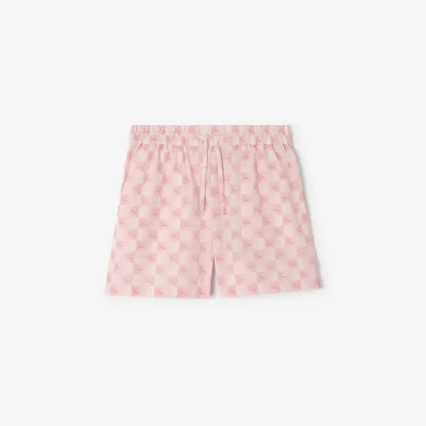 Burberry Knight Checkboard Cotton Poplin Shorts - Peony Pink