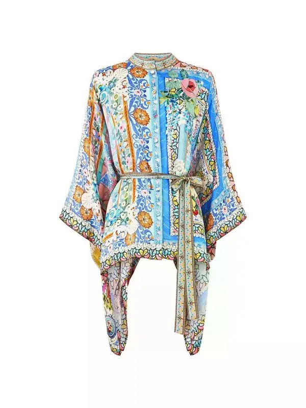 Camilla Navàs Nouveau Button Scarf Blouse - Blue
