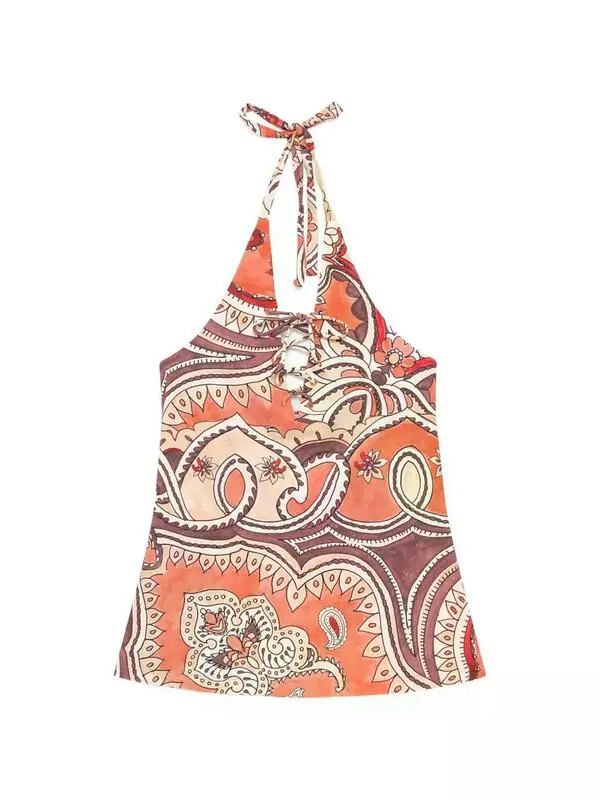 Malìparmi Geometric Pattern Halterneck Top - Orange