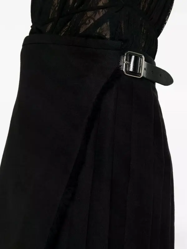 Le Kilt Wool Safety Pin Pleated Mini Skirt