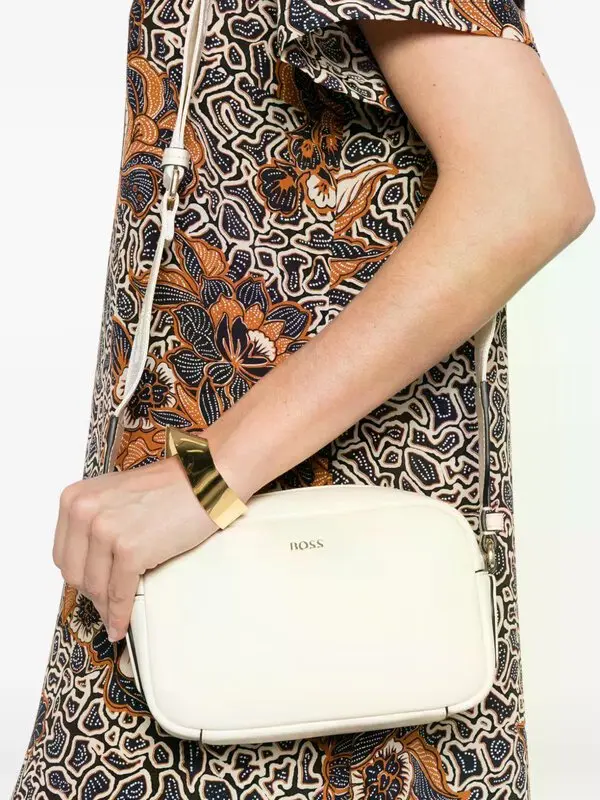 BOSS Mini Shoulder Bag With Logo Lettering - Neutrals